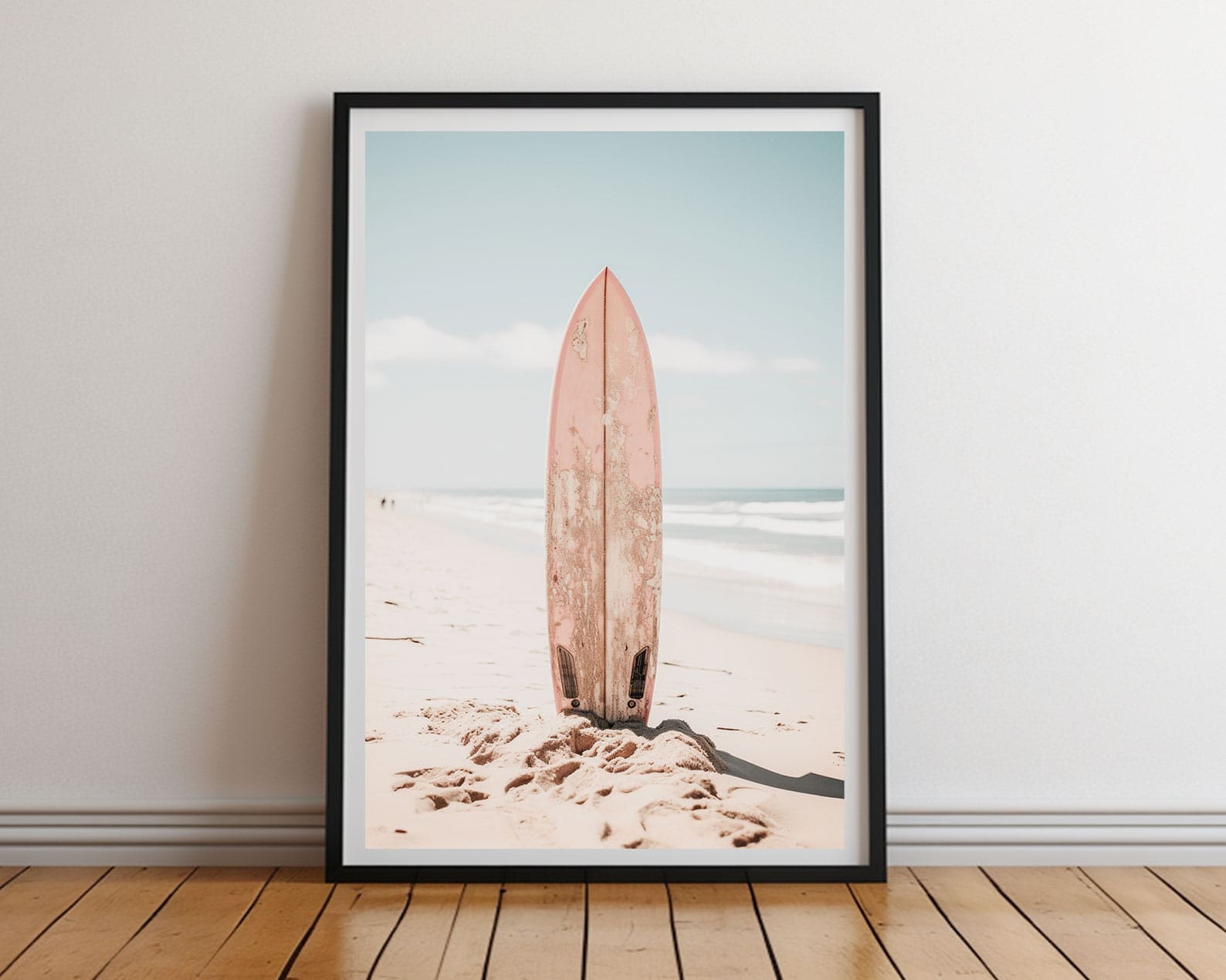 Pink Surfboard Ocean, Printable Boho Wall Art | Presetpro.com